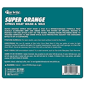 STAR BRITE Super Orange Citrus Boat Wash & Wax - Premium Concentrated Formula for Ultimate Shine & Protection - 128 OZ Gallon (094600)