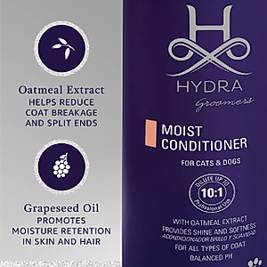 Hydra Professional Moisturizing Dog Conditioner, Oatmeal Hair Conditioner for Dogs and Cats, Suitable for All Breeds and Coat Types, Promotes Shine