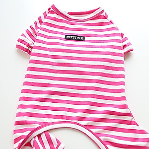 Harikaji Dog Pajamas,Dog Striped Jumpsuit Pet Clothes Leg Cover Pjs for Cats Dogs(Pink,L)