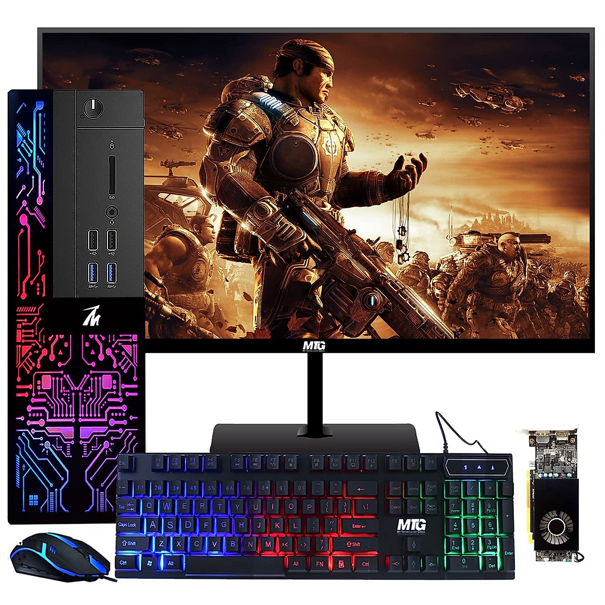 TechMagnet Gaming PC Desktop, Intel Core i3-6100, Siwa 6, 16GB RAM, 480GB SSD (Fast Boot), 1TB HDD, AMD RX 550 4GB DDR5, New MTG 24" Monitor, RGB Speakers Keyboard Mouse Windows 10 Pro (Renewed)