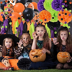 Halloween Party Decorations - Hocus Pocus Trunk Or Treat Car Decorations Kit for SUV Orange Black Purple Green Tissue Pom Pom Tassels Garlands Balloons for Halloween Birthday Baby Shower Decorations