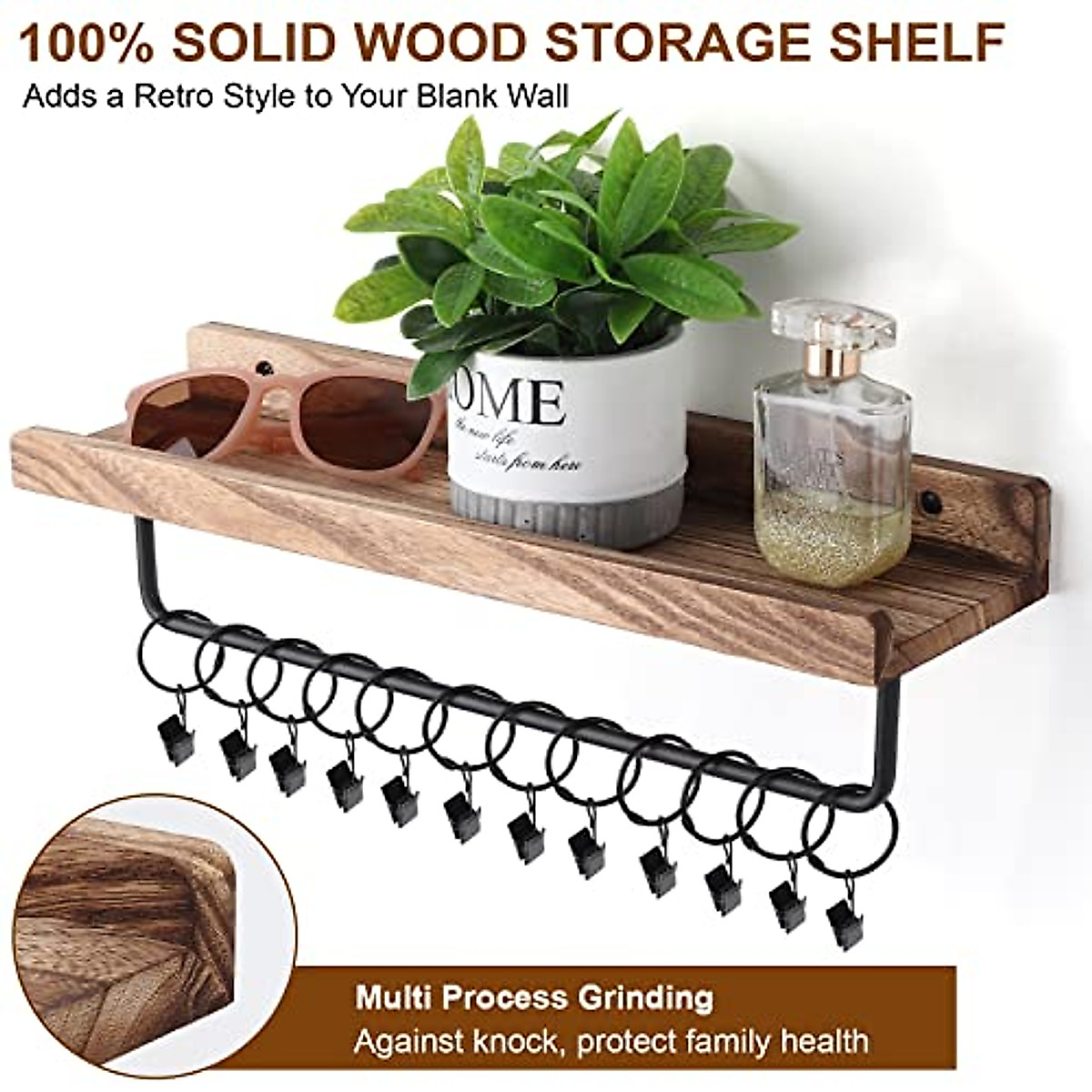 HYDERMUS Hat Rack Wall Mount with Shelf Hat Organizer for 24 Baseball Caps Metal Hat Holder Organizer for Closet Wall Storage Organization Display Carbonized Black