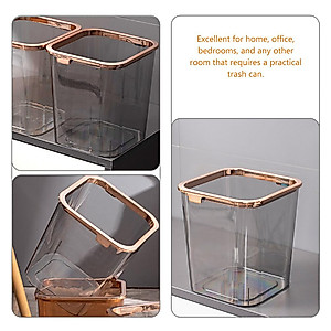 HOMSFOU Transparent Trash Can Plastic Trash Can Tabletop Trash Can Clear Trash Can Bathroom Adorable Waste Bin Trash Bin Retro Trash Can Belt Pressure Ring Accessories Office The Pet