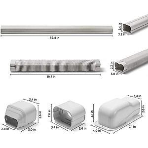 TURBRO 3’’ W × 7.5’ L Decorative PVC Line Cover Kit for Mini Split and Central Air Conditioners, AC Heat Pumps Systems