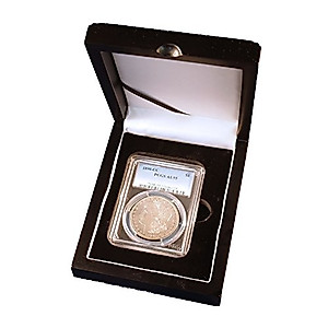 Guardhouse Wood Display Box for NGC/PCGS/Premier/Little Bear Elite Coins in Certified or Certified Style Holders/Slabs (Single Coin, Matte Black Finish)