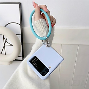 Rubber Bracelet Phone Case for Samsung Galaxy Z Flip 3 Flip3 ZFlip3 Hard PC Cover Plain Color Shell Hand Ring,Z5,for Galaxy Z Flip 3