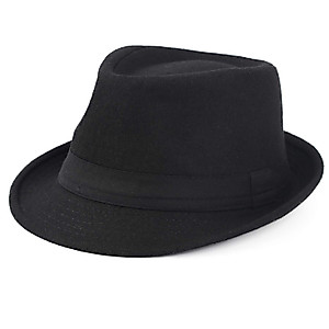 Melesh Unisex Classic Trilby Fedora Hat (Black)