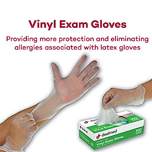 Dealmed Vinyl Exam Gloves – 100 ct. Small Medical Gloves, Disposable Gloves, Non-Irritating Latex Free Gloves for a First Aid Kit and Medical Facilities