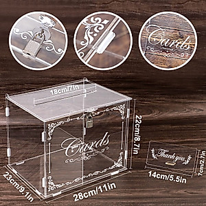 Ywlake Acrylic Wedding Card Box Money Post Gift Box Holder, Clear Card Box Large Letter Envelope Boxes with Lock and Slot for Reception Anniversary Birthday Party Baby Shower