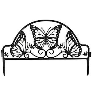 Gardenised QI004110.6 Decorative Butterfly Design Fence Garden Edging Landscape Border Path Panel, Pack of 6, Bronze