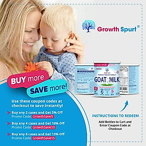 Goat Milk Toddler Formula – Growth Spurt Powdered Goat's Milk Toddler Formula – Lactoferrin, 2'-FL HMO, Prebiotics, Probiotics, Iron, DHA & ARA, Methylfolate, Immune Support, Non GMO Infant Baby Transition Weaning