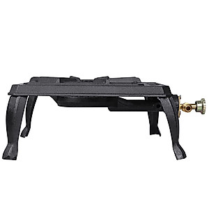 JNTKE Single Portable Burner, Cast Iron Propane LPG Gas Stove, Outdoor Stove BBQ 15000 BTU Camping Cooker for Barbecue Grilling, Tailgating, Hiking