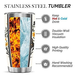 FOCIUZTA 20oz Adorable Floral Yellow Mother and Child Pattern Tumbler with lid, Travel Coffee Cup, Ideal for Easter, Mother Day, and birthday gifts