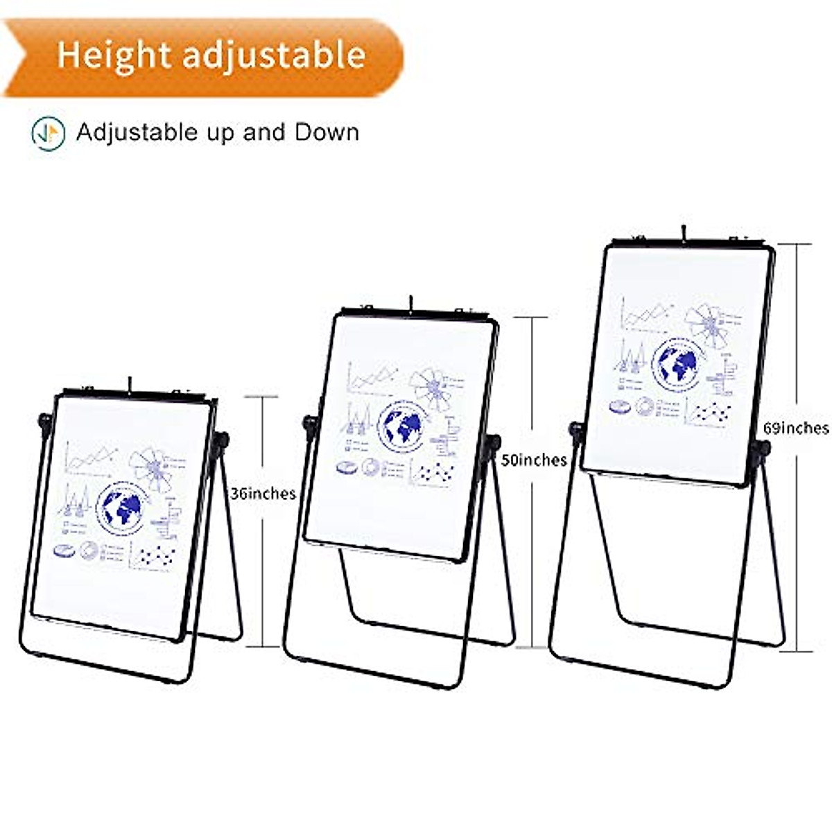 VIZ-PRO Eco Magnetic U-Stand Whiteboard/Flipchart Easel, Black