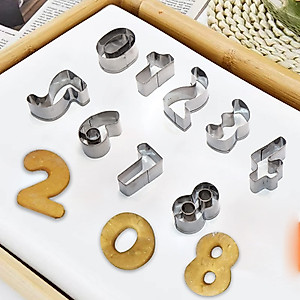 Cutters 9 Piece Numbers Cookie Cutter - Stainless Steel Numbers Cutter Set Tools - for Home Kitchen Birthday Baby Shower Party Supplies