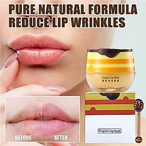 4PCS Honey Lip Balm Honey Pot & Strawberry Sleeping Lip Mask, Propolis Moisturizing Honey Lip Mask Lip Balm, Hydrating & Prevention Dry and Cracked Lip Scrubs Exfoliator, Winter Lip Care Products