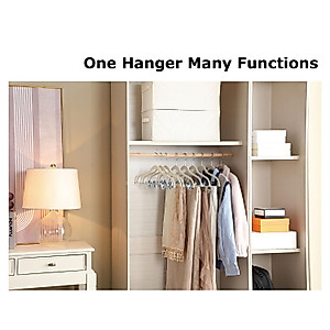 24 Pack Velvet Pants Skirt Hangers with Adjustable Clips,16.7-Inch Clothes Hanger Set for Suit Felt Coat Dress, Premium Non Slip Heavy Duty Space Saving Slim Clothing (Ivory)