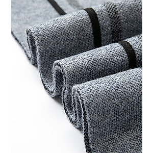 Villand Luxurious Mens Striped Merino Wool Scarf - Gift Box Wrapped Winter Soft Warm Thick Knitted Neckwear for Men (Cadet Gray)
