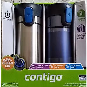 ContigoAUTOSEAL Pinnacle Vacuum-Insulated Stainless Steel Travel Mugs, 14 oz, Monaco, 2-Pack