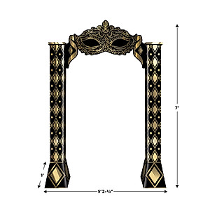 Beistle 4' x 5' 2.75" Cardboard Masquerade Ball Archway Photo Prop, Carnival Mardi Gras Prom Decorations