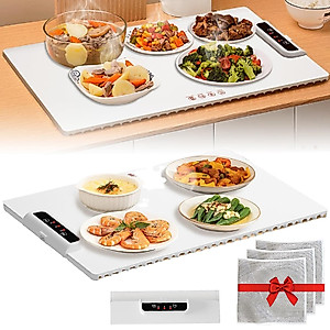 Fllora Food Warmer Mat, Adjustable Food Warmer, Silicone Electric Heating Tray for Food - Full Surface Heating, Nano-Material, Silicone Heating Tray Roll Up, 3 Temperatures, Auto Shut Off (1Set)