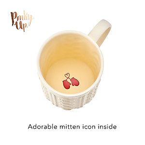 Pinky Up Annette Ceramic Tea Mug and Loose Leaf Tea Infuser, Loos Leaf Tea Accessories, Tea Tumbler Cup, Knit Design, 12 oz