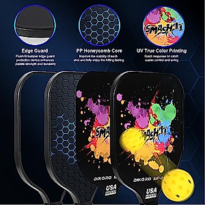Dikoro Pickleball Paddles, USAPA Approved Fiberglass Pickleball Set with Pickleball Rackets, 4 Indoor Outdoor Pickleball Balls, Portable Pickleball Bag, Families Paddle Accessories for Men and Women