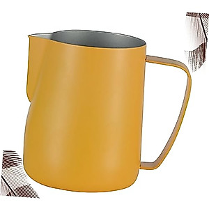 GRADENEVE Coffee Container Cup Sauce Container Milk Frother Pitcher Creamer Art Cup Tea Creamer Milk Steaming Jug Mini Coffee Pot Coffee Espresso Coffee Storage Cup Sauce Jug Yellow