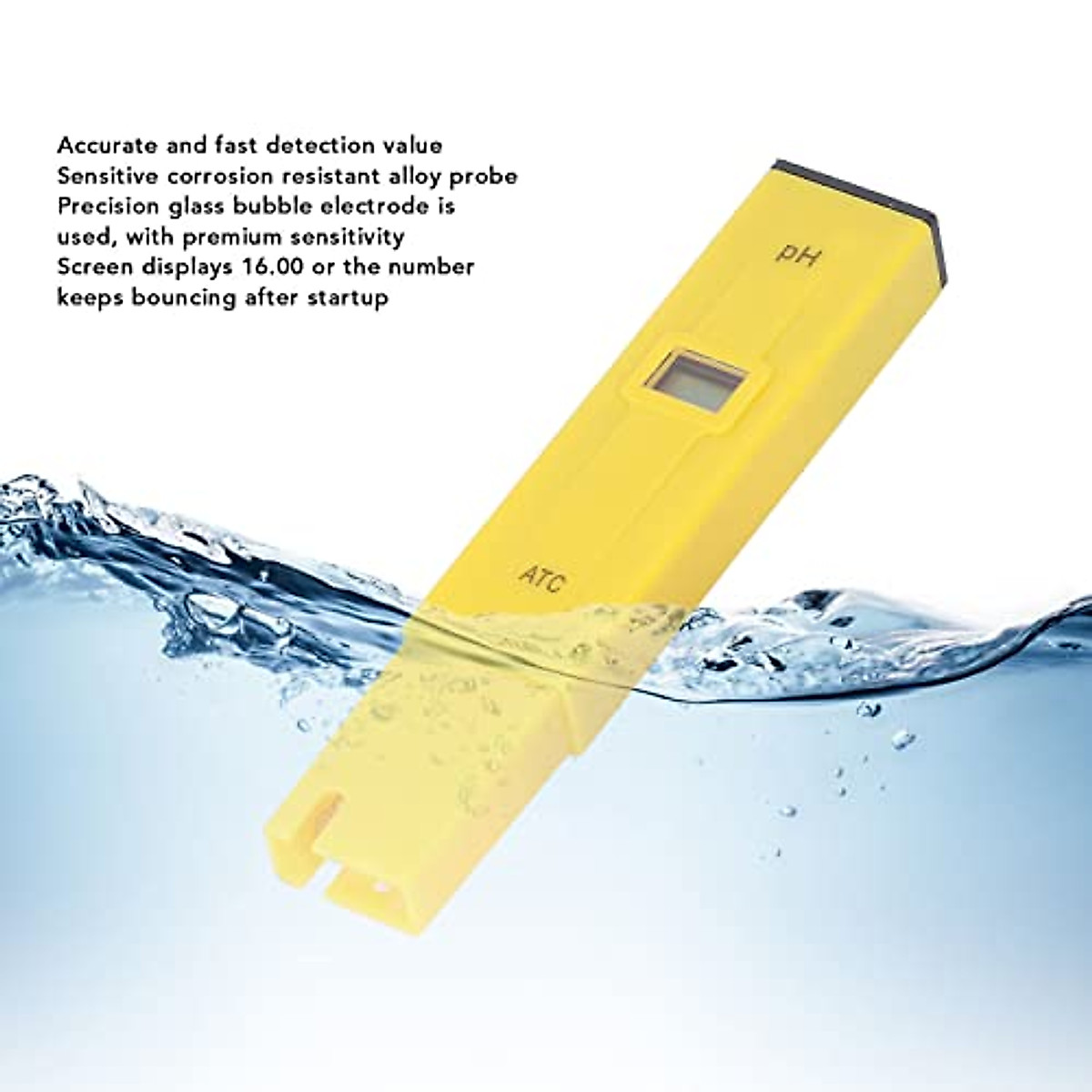 PH Tester, PH Analyzer 0.00 to 14.00ph Lightweight Resistant Probe for Fish Tank