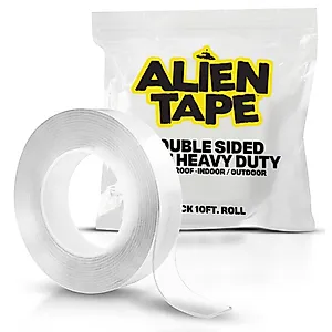 Alientape Nano Double Sided Tape, Multipurpose Removable Adhesive Transparent Grip Mounting Tape Washable Strong Sticky Heavy Duty for Carpet Photo Frame Poster Décor As Seen On TV (1 Roll)