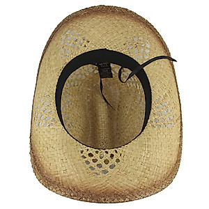 MINAKOLIFE Men's & Women's Western Style Cowboy/Cowgirl Straw Hat (Shell Beads)