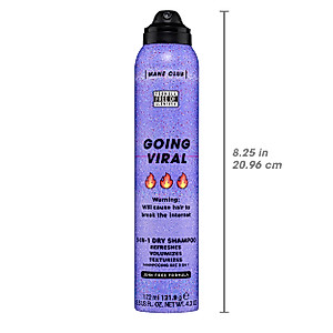 MANE CLUB Going Viral 3-IN-1 Texturizing Dry Shampoo, cruelty free, vegan, no sulfates or parabens, 4.3 Oz
