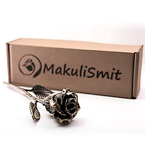 MakuliSmit Hand Forged Bronze Metal Rose Solid Gift of Everlasting Love