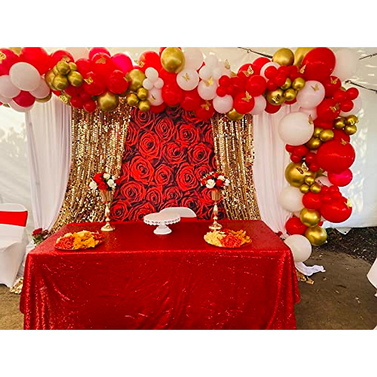 Avezano Valentine's Day Backdrop Rose Flower Wall Photo Background Red Rose Wedding Bridal Shower Photography Backdrop Mother's Day Birthday Party Dessert Table Banner (7x5ft)