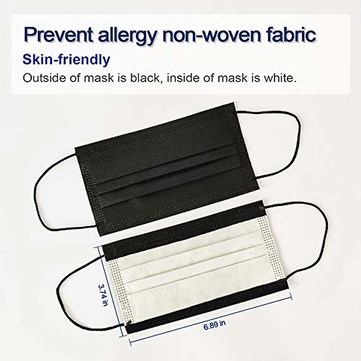 T·IMTEX Disposable 3 Ply Face Mask with Elastic Ear loops, Breathable and Comfortable Protective Masks with Melt-Blown Fabric for Filtering the Particulate Matter in the Air Pollution (Black)
