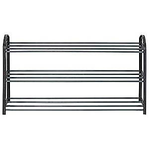 XUXUWA Household Shelves, 3 Tier Shoe Rack for 12 Pairs of Shoes Standing Shoe Storage Organizer Black