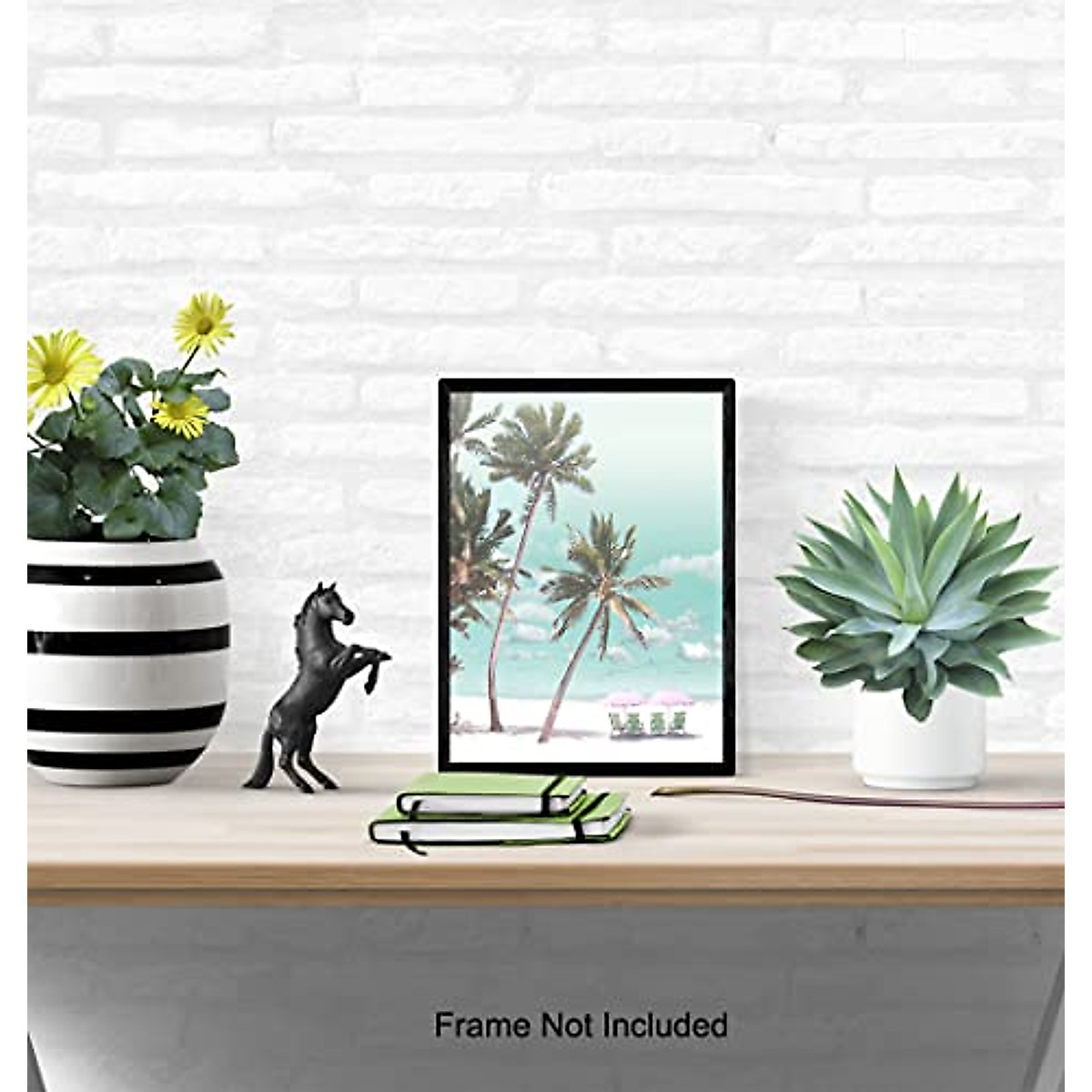 Tropical Palm Trees, Ocean Wall Art - Nautical Decoration for Bedroom, Living Room, Beach Themed Bathroom Decor - Gift for Sea Lovers, Women - 8x10 UNFRAMED Shabby Chic Boho Bohemian Photo