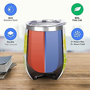 silichee 20 Oz Stainless Steel Wine Tumbler with Lid Pattern Lemons White Background Insulated Tumblers Vacuum Coffee Mugs for Hot and Cold Drinks,Coffee,Wine