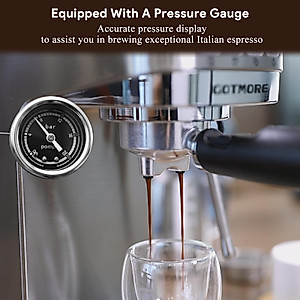 GOTMORE Espresso Machine with Milk Frother, Espresso Machine for Latte Cappuccino, Stainless Steel Professional Compact Espresso Coffee Machines, 33oz Removable Water Tank Coffee Espresso Maker
