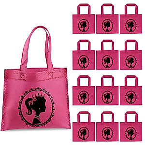 XUWAIDSGN 24 Princess Goodie Bags - Cute Rose Red Party Favor Bags With Handles for Girls' Birthday & Shower Parties