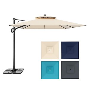 Nalupatio Patio Umbrella 10FT Outdoor Square Umbrella Large Cantilever Patio Umbrella 360°Rotation Hanging Double Top Offset for Garden Deck Patio