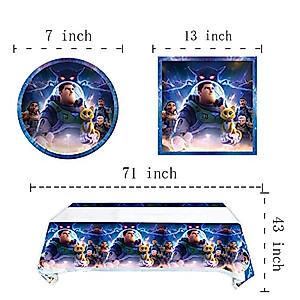 Buzz Lightyear Birthday Party Tableware Supplies,Toy Story Plate and Napkins + Tablecovers Service 20