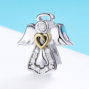 MallDou Jewelry Angel Wing Charm 18K Gold Plated Bead Charms for Charms Bracelet Necklace Christmas Gifts