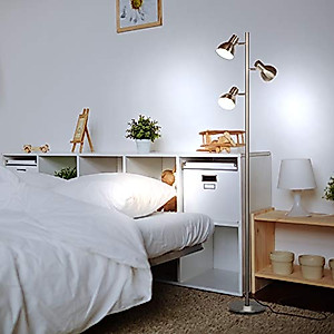 Brightech Ethan Floor Lamp, Dimmable Standing Lamp for Bedroom Reading, Great Living Room Décor, Modern LED Lamp for Living Rooms, Tall Tree Lamp for Offices - Nickel