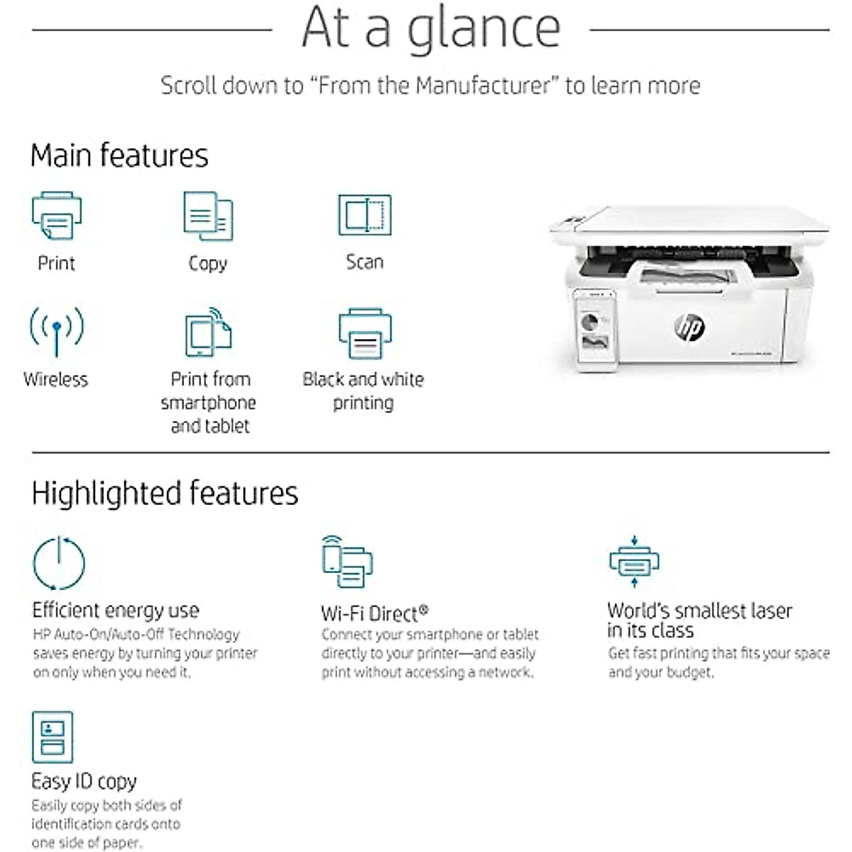 HP Laserjet Pro M28w All-in-One Wireless Monochrome Laser Printer for Home Office - Print Scan Copy - 19 ppm, 600 x 600 dpi, 8.5" x 11.69", WiFi, Hi-Speed USB, Ethernet