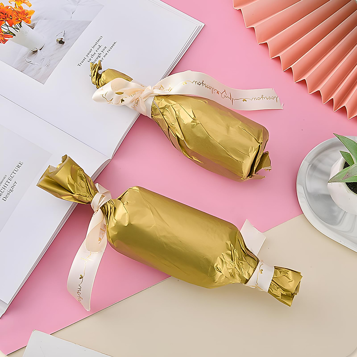 50 Sheets Gold Tissue Paper for Gift Bags - 14 x 20 Inches Recyclable Gold Wrapping Paper for Weddings Birthday DIY Project Christmas Gift Wrapping Crafts Decor