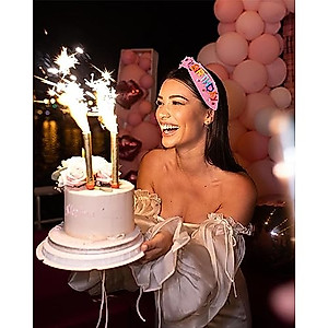 YAHPERN Birthday Headband for Women Beaded It’s My Birthday Knotted Headband Embellished Rhinestone Crystal Top Knot Headband Birthday Crown Hair Accessories Party Decorations Gifts