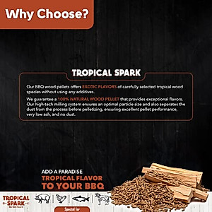 Tropical Spark Coffee BBQ Wood Pellets | Cooking, Smoking, Grilling, Bake, Roast and Braise | Premium All-Natural Flavored Hardwood | 20lbs. Bag