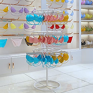 Clothing Store Underwear Metal Rotating Display Rack , Floor-standing Bra Shorts and Socks Storage Rack 3-layer Round Nakajima Rack, Keyring Hats Toys Show Rack,used In Retail Stores/boutiques