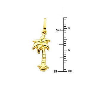 The World Jewelry Center 14k REAL Yellow Gold Palm Tree Pendant with 0.9mm Cable Chain Necklace - 18"